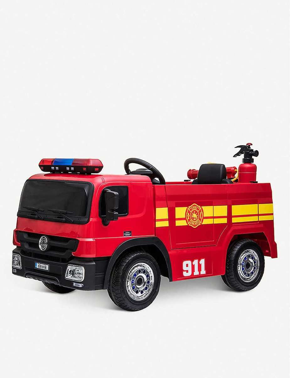 Kids Ride On Fire Engine Red 12v With Water Hose and Hat – Electric ...